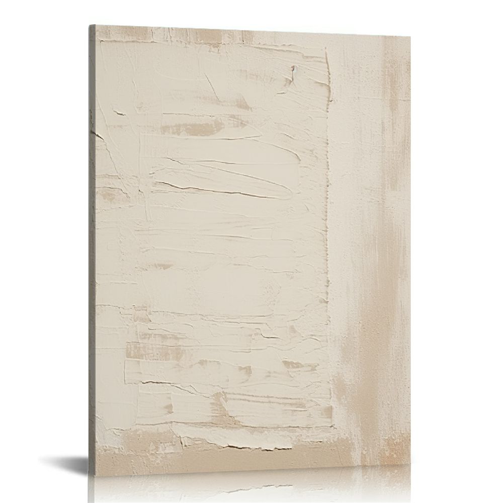 COMIO Framed Canvas Print Wall Art Rustic Tan Paint Stroke Landscape ...