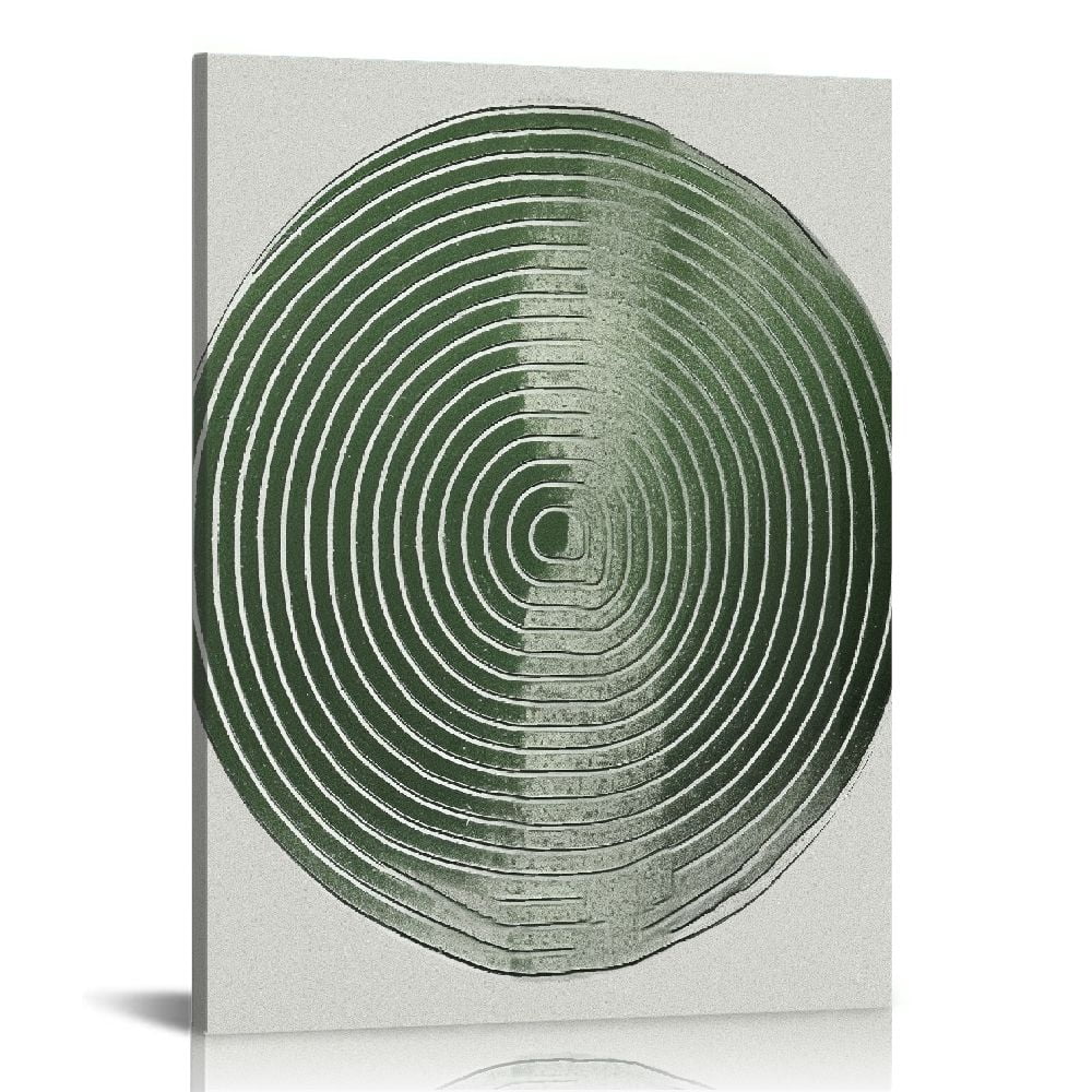 COMIO Framed Canvas Print Wall Art Set Mid-Century Green Geometric ...