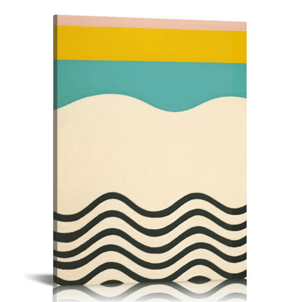 COMIO Framed Canvas Print Wall Art Set Mid-Century Vibrant Color Block ...