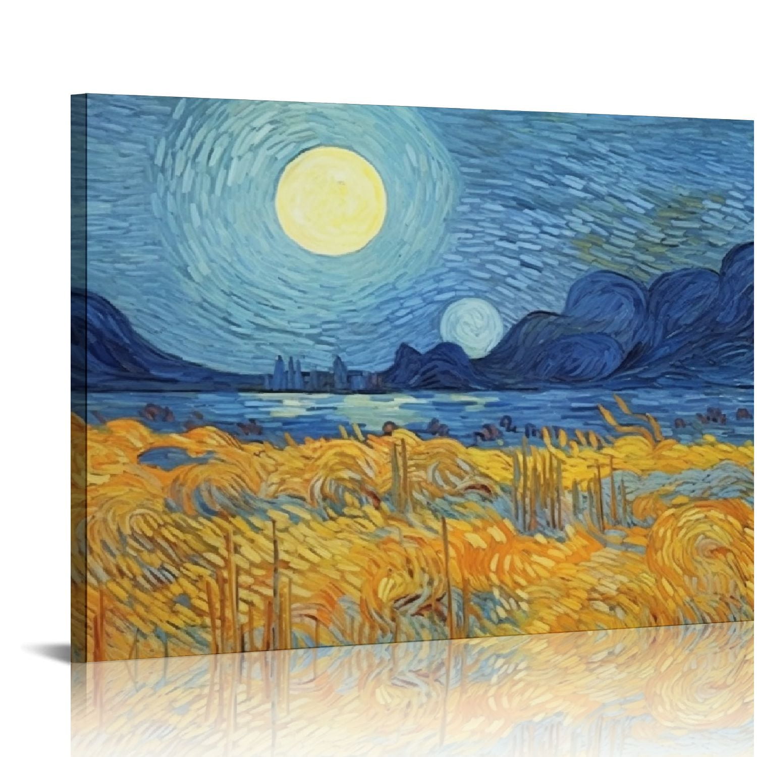 COMIO Framed Canvas Print Wall Art Van Gogh Evening Landscape With ...
