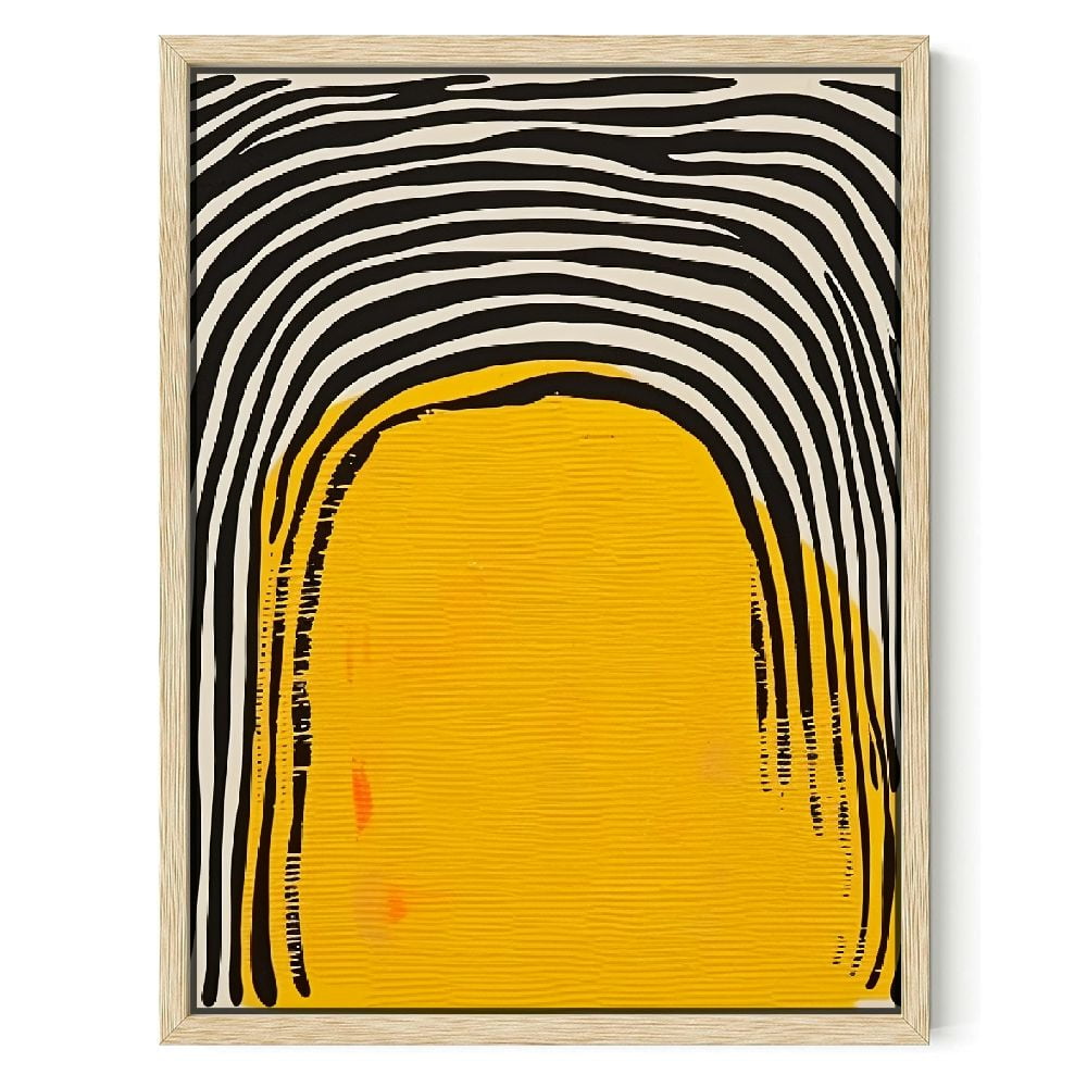 COMIO Framed Canvas Print Wall Art Yellow Color Block & Fingerprint ...