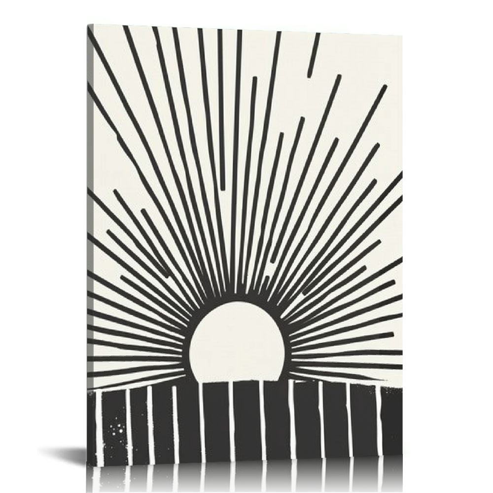 MLJA Framed Canvas Wall Art Boho Sun Wall Art Rising on the Horizon ...