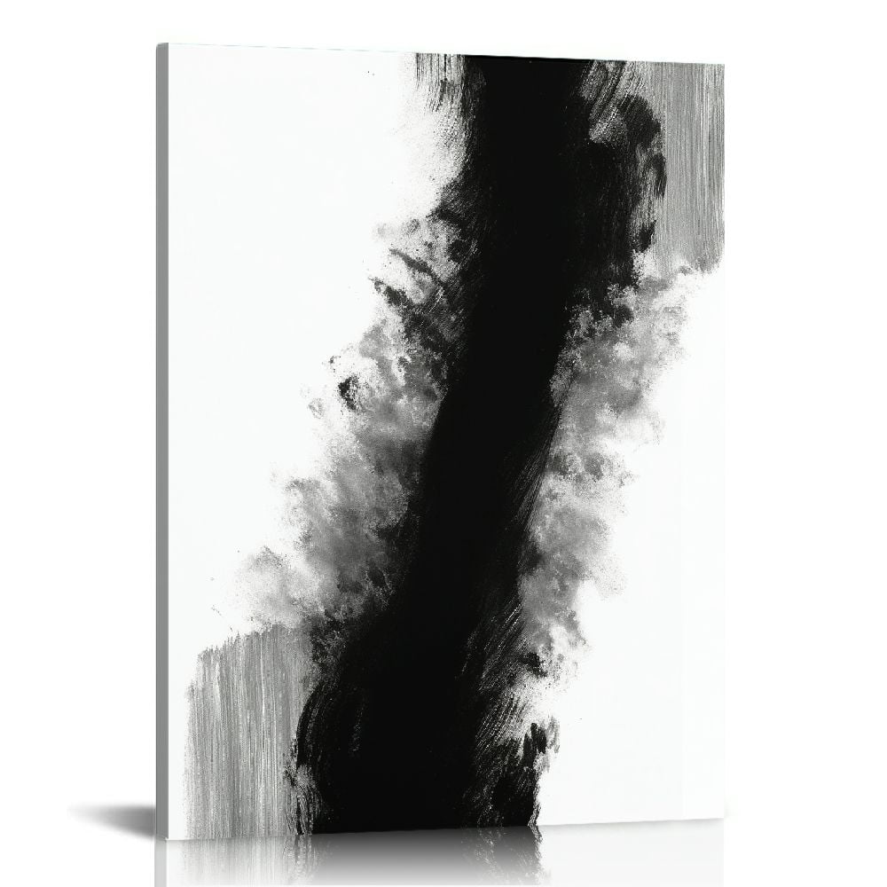 MLJA Framed Canvas Wall Art Curve Ink Stroke with Line, Texture ...