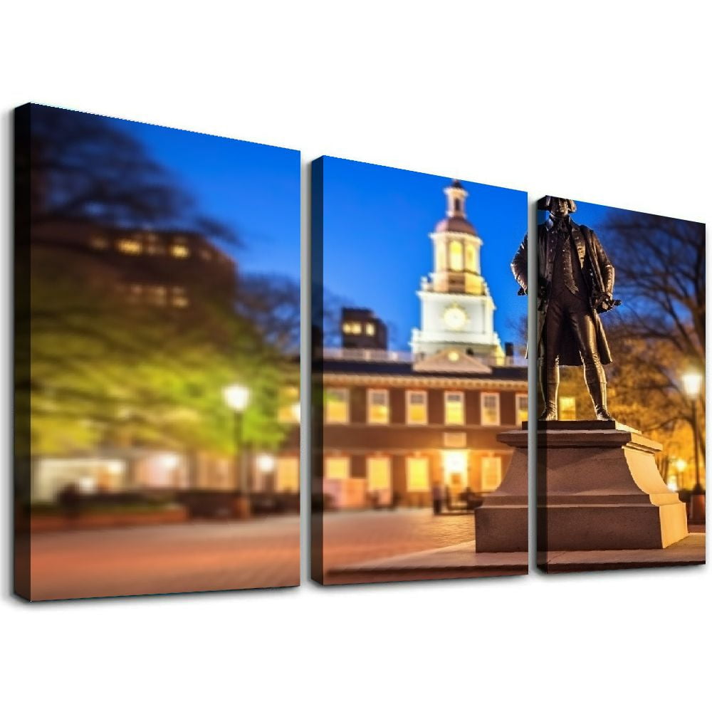 COMIO Framed Canvas Wall Art Print On Canvas Independence Hall National ...