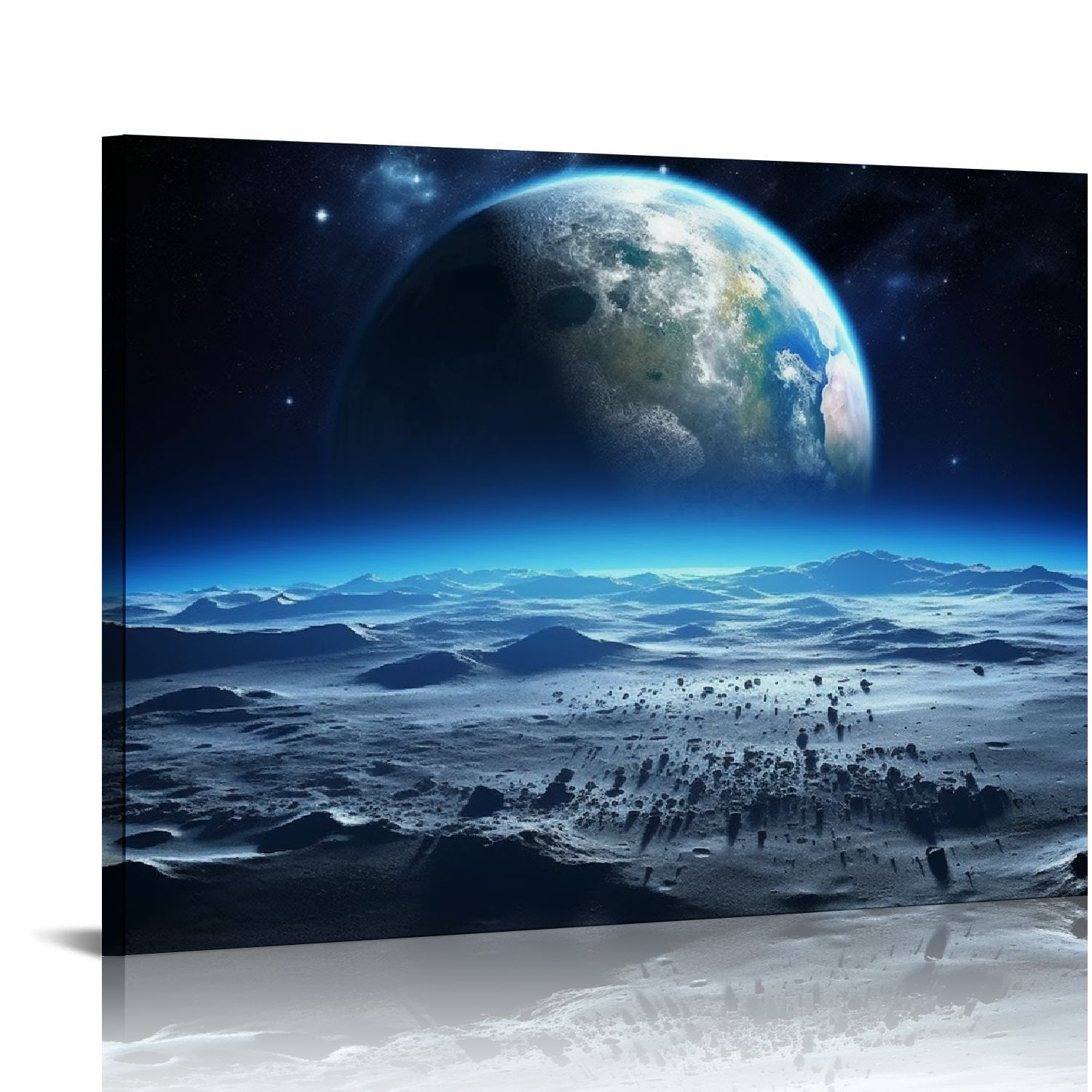 COMIO Framed Earth Poster Canvas Wall Art - Earthrise from the Moon ...