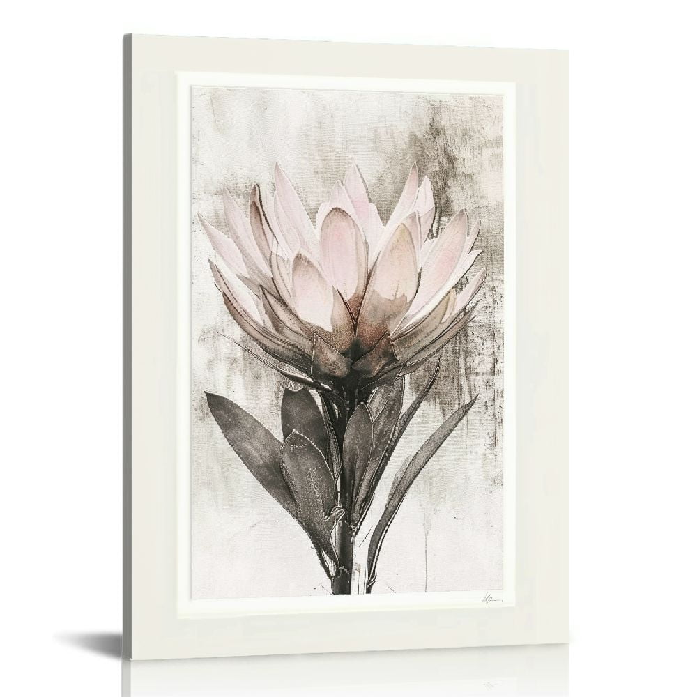 COMIO Framed Flower Wall Art Bathroom: Living Room Bedroom Vintage Pink ...