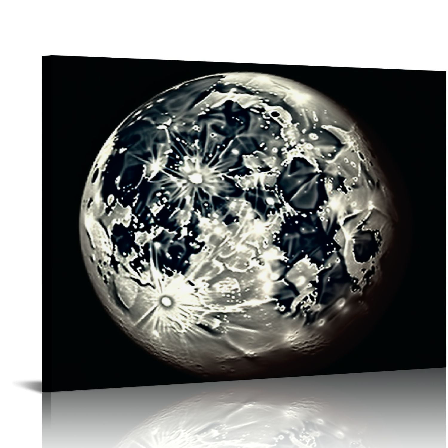 COMIO Framed Moon Phases Canvas Wall Art, Black and White Bedroom Wall ...