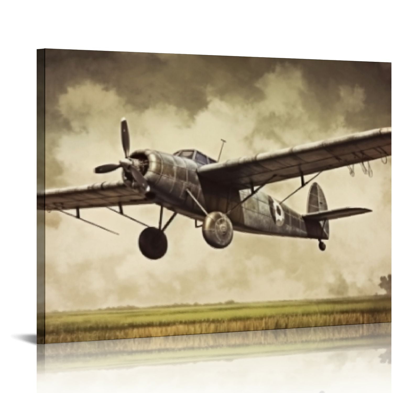 COMIO Framed Vintage Airplane Wall Art - Retro Aircraft Canvas Pictures ...