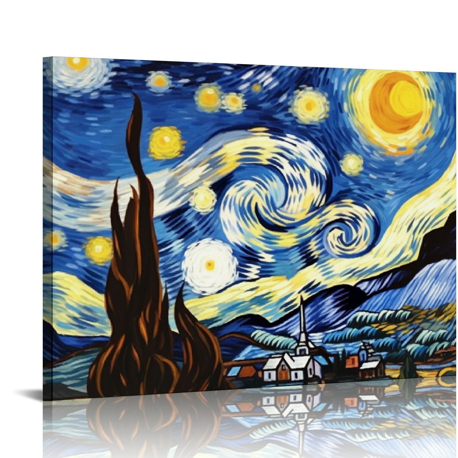 COMIO Framed Wall Art Canvas Prints of The Starry Night Painting Style ...