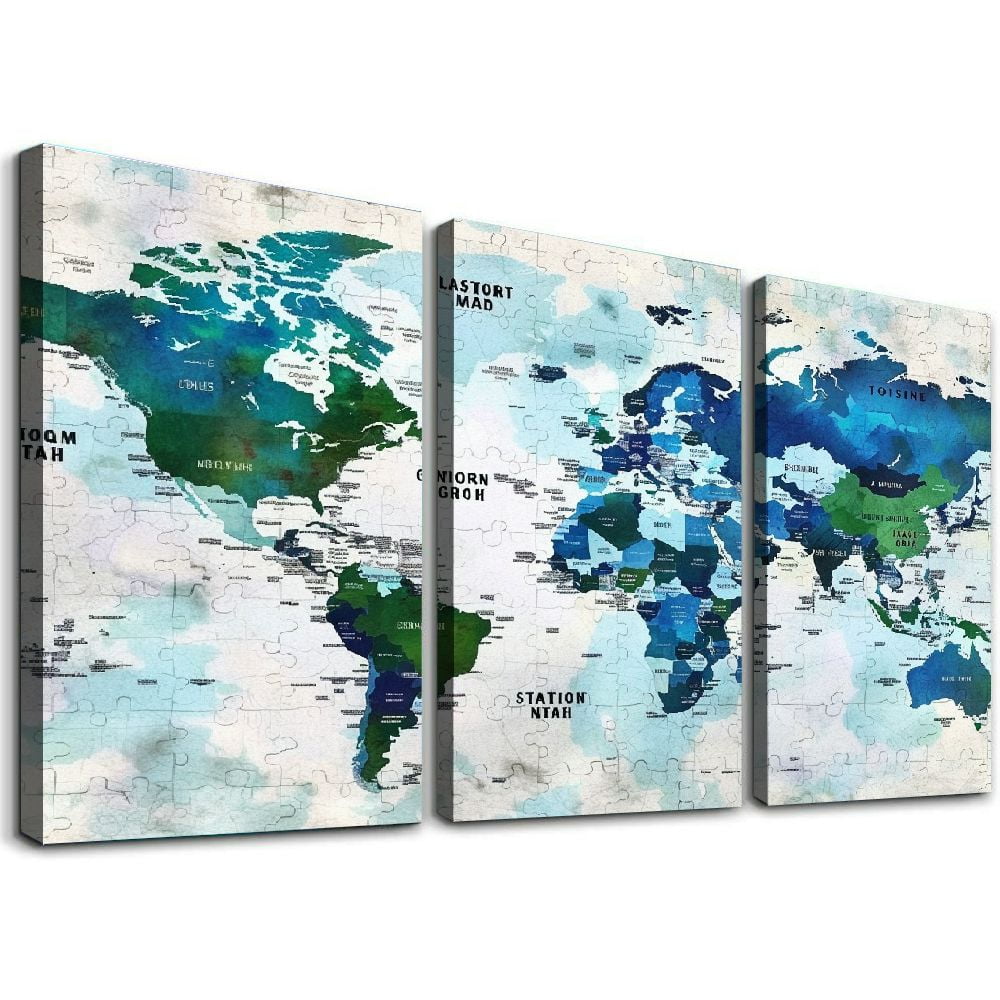 MLJA Framed Wall Art World Map Wall Art Canvas Picture of The World ...
