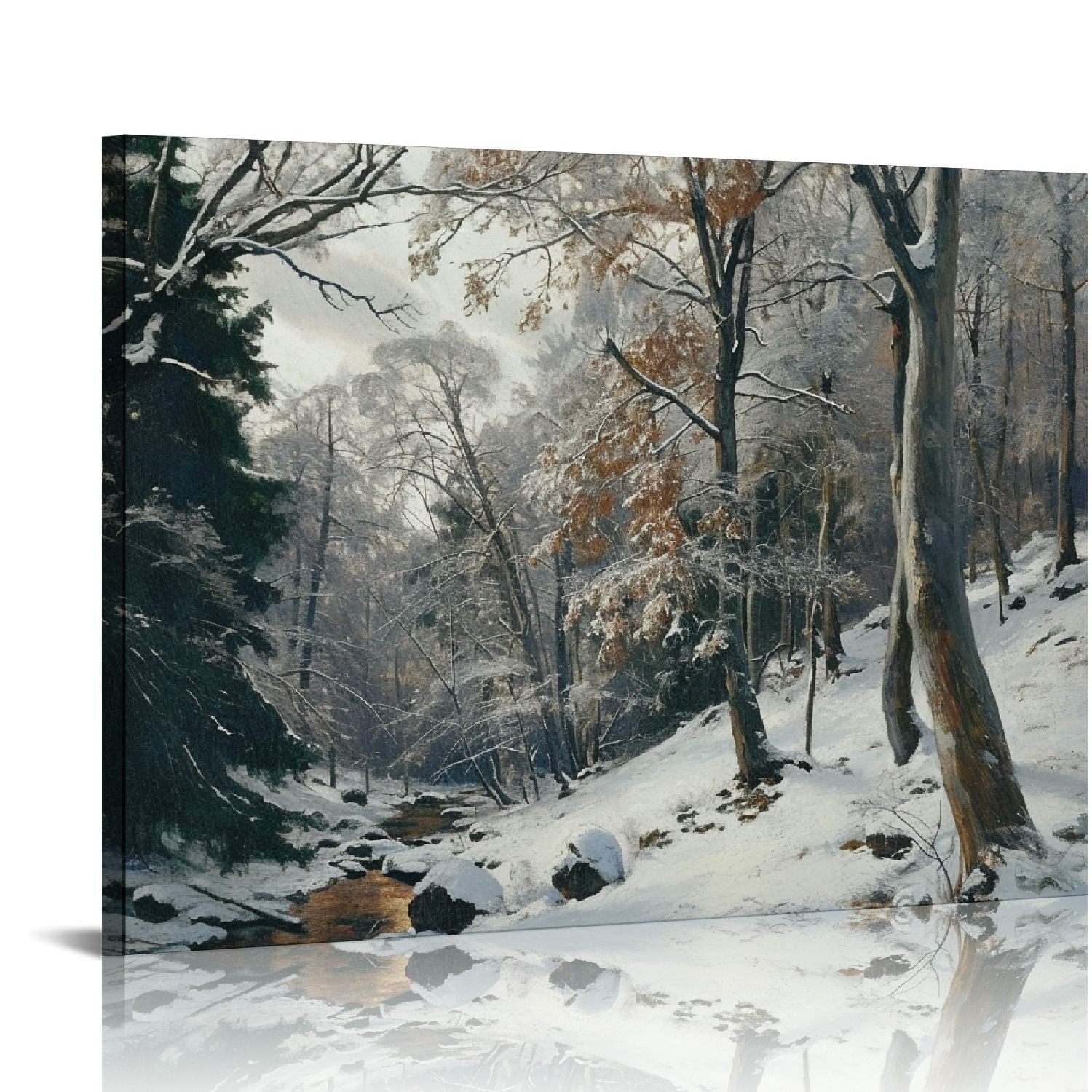 COMIO Framed Winter Snow Covered Birch Trees Wall Art, Nature ...