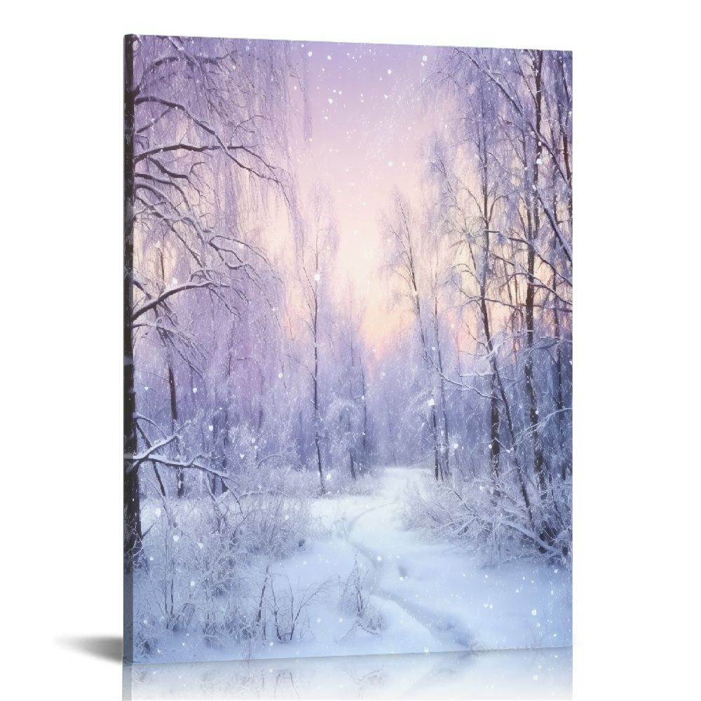 COMIO Framed Winter Wonderland Canvas Wall Art Christmas Snowing Forest ...
