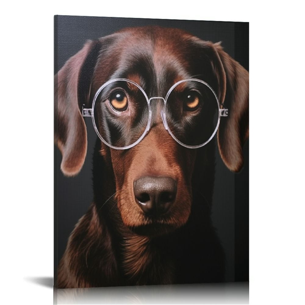 COMIO Framed Wise Labrador Dog Canvas Wall Art - Truth Vs Lies Decor ...