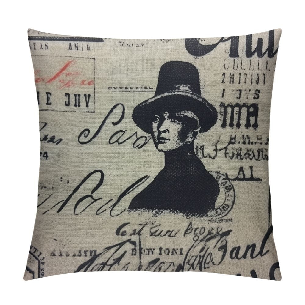 COMIO French Script Stamp Throw Pillow Cover Paris Phrase Travel ...