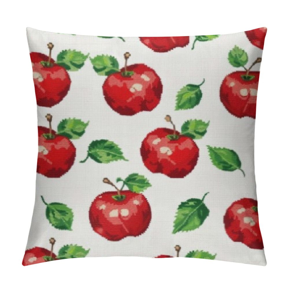 YANMS Fruits Throw Pillow Cushion Cover, Warm Colored Cartoon Style Red ...