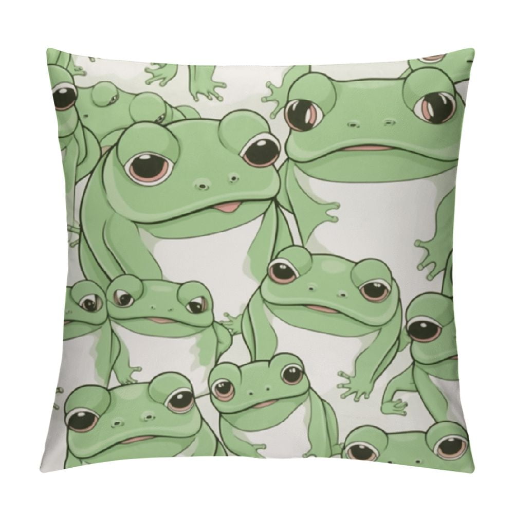 COMIO Funny Animal Frog Throw Pillow Cover with Zipper Set of Super ...
