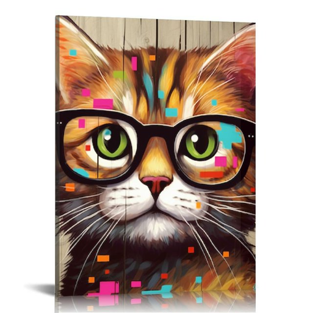 COMIO Funny Animal Wall Art Giraffe Pig Cat Decor Pictures, Canvas ...