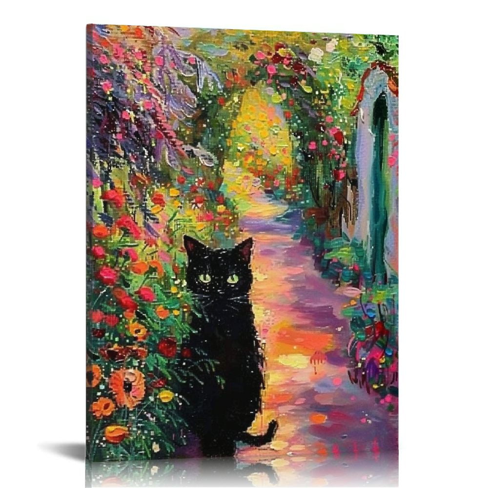 COMIO Funny Black Cat Wall Art Cats in Famous Paintings Posters Prints ...