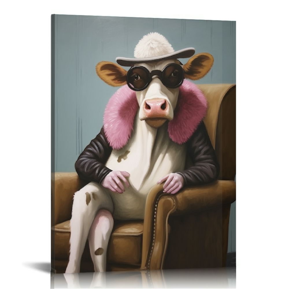 COMIO Funny Canvas Cow Wall Art Humor Animals Artwork Prints Rustic ...