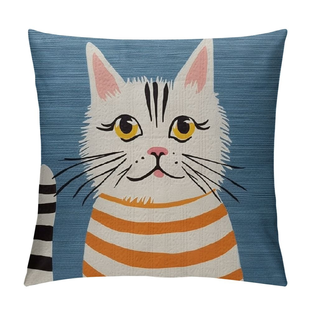 COMIO Funny Cartoon Cute Cat Throw Pillow Cover,Lovely Cartoon Animal ...