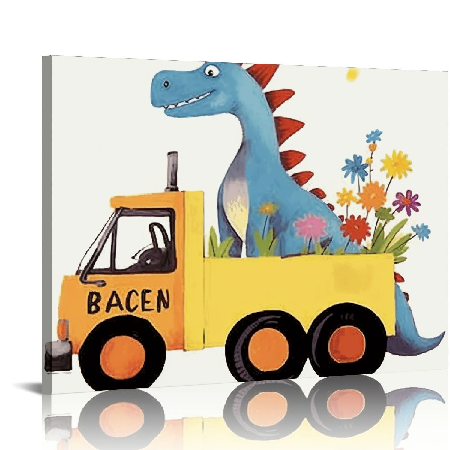 COMIO Funny Colorful Cute Dinosaur Truck Inspirational Quotes Art Print ...