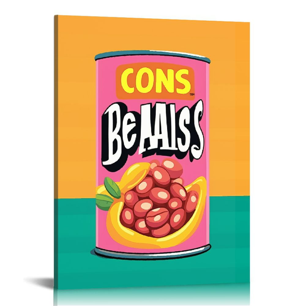 COMIO Funny Cute Kitchen Canvas Wall Art, Pink Cool Beans Kitchen ...