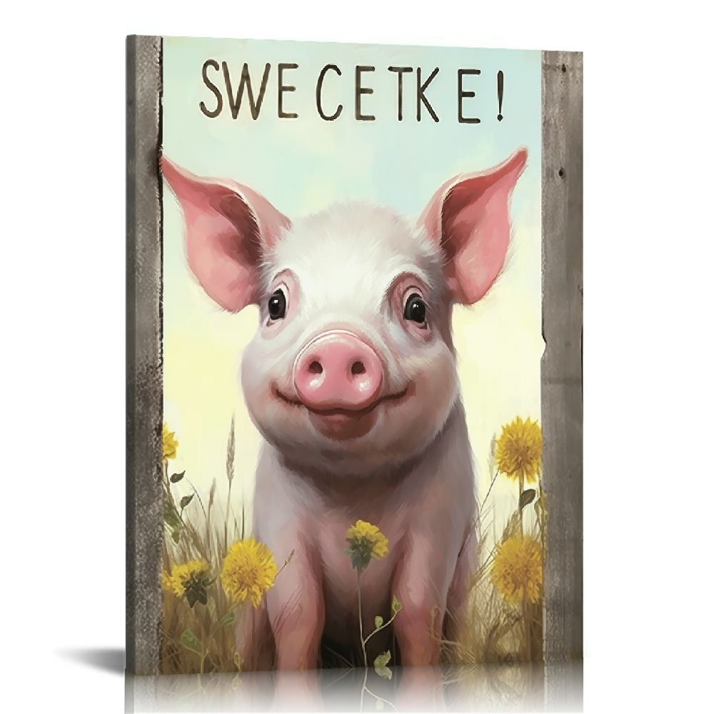 COMIO Funny Pig Bathroom Wall Art Farmhouse Pig Bathroom Pictures Wall ...