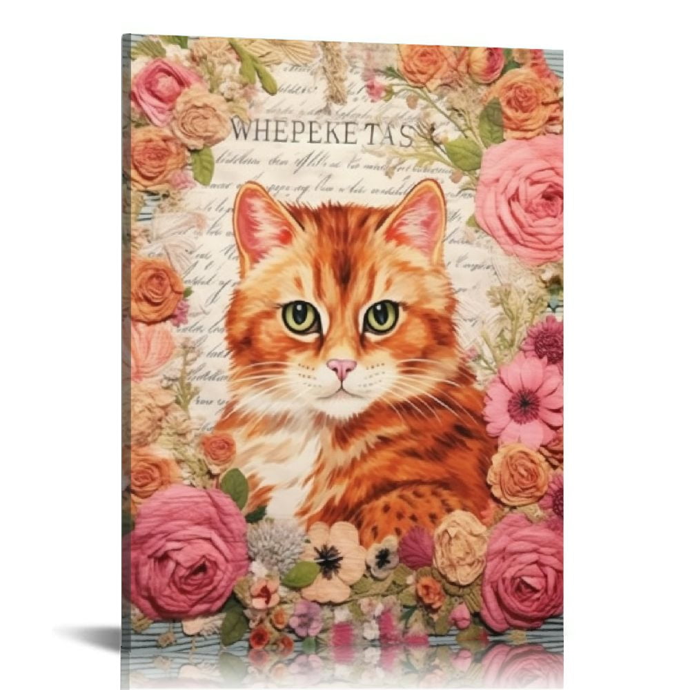 COMIO Funny Scottish Fold Canvas Wall Art Painting Shabby Chic French ...