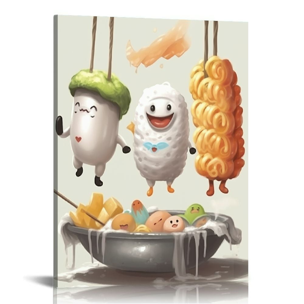 COMIO Funny Sushi Canvas Wall Art Cute Food Poster Food Art Prints ...