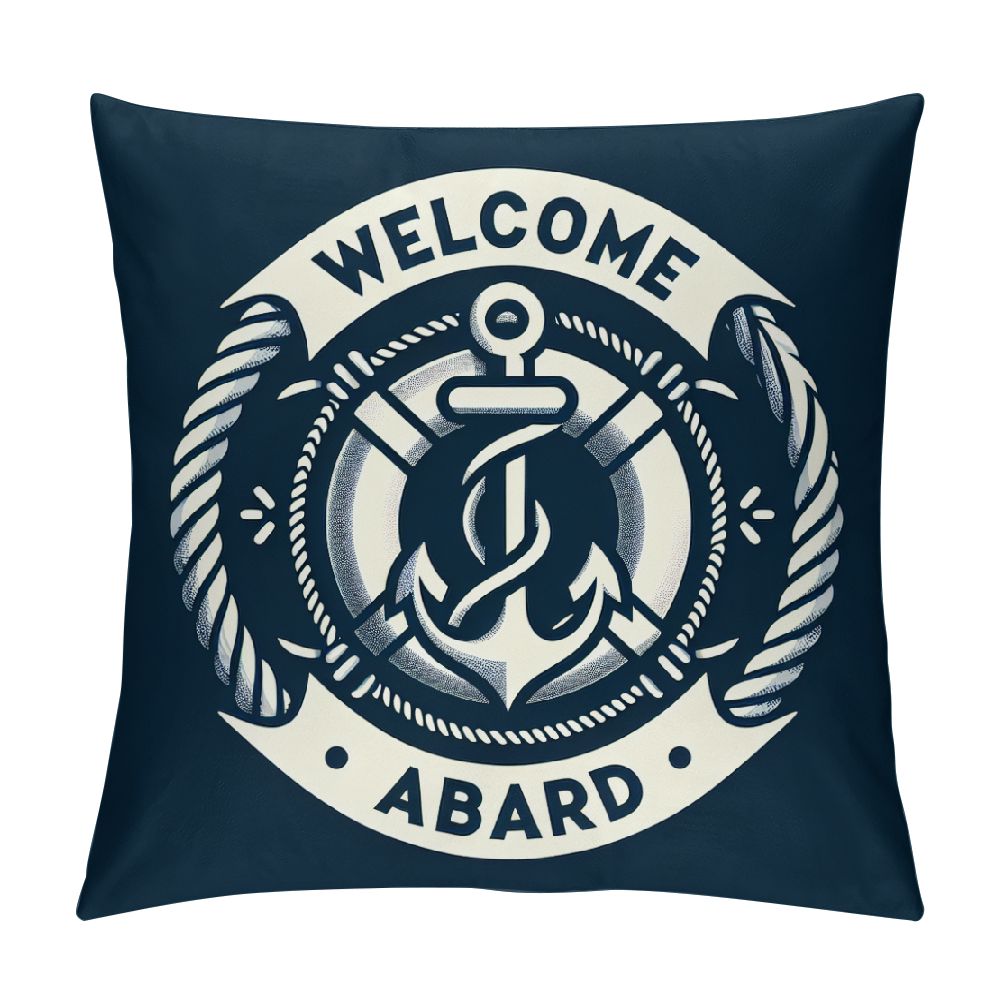 QZHH Funny Welcome Aboard Anchor Pillow Cover Cushion Cases Soft Square ...
