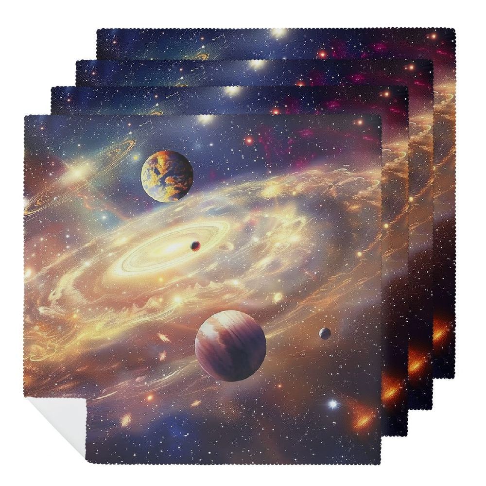 COMIO Galaxy Space Art Cloth Napkins Polyester Reusable Machine ...