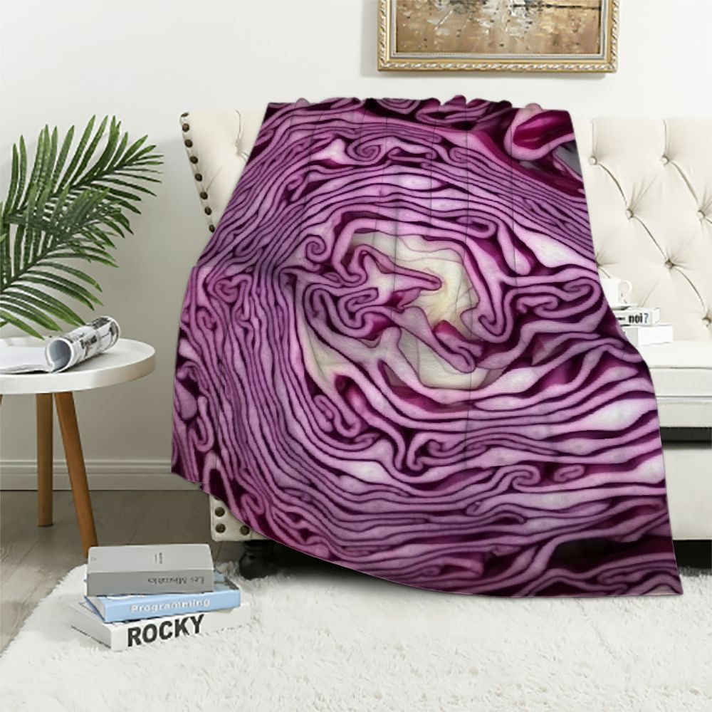 COMIO Geaometric Purple Cabbage Cross Section Super Soft Flannel Throw ...