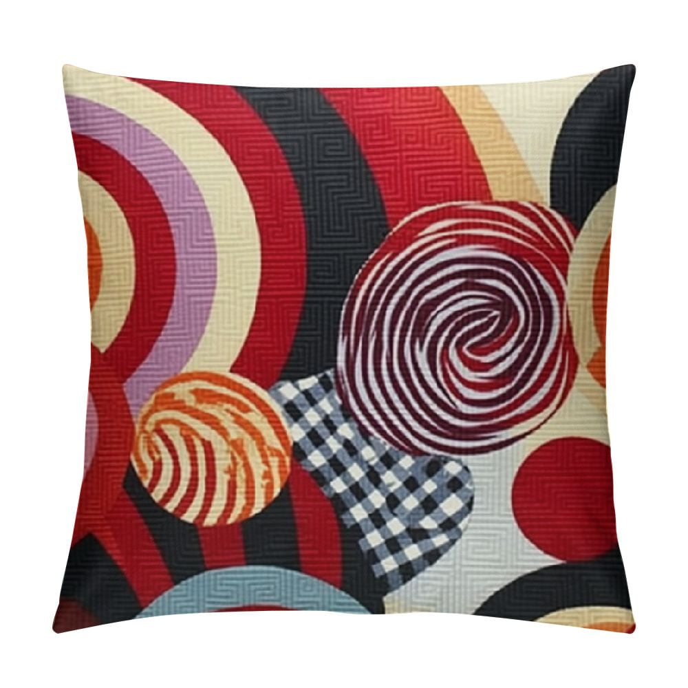 QZHH Geometric Circle Pillow Cover White Star Polka Dot Print Square ...
