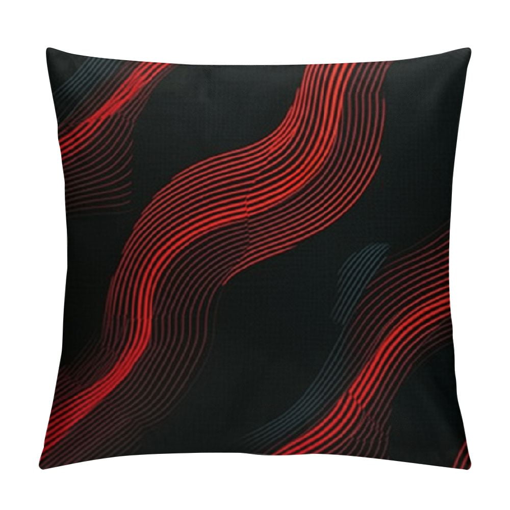 COMIO Geometric Ombre Throw Pillow Covers, Geometry Red Black Striped Pillow Covers for Sofa ...