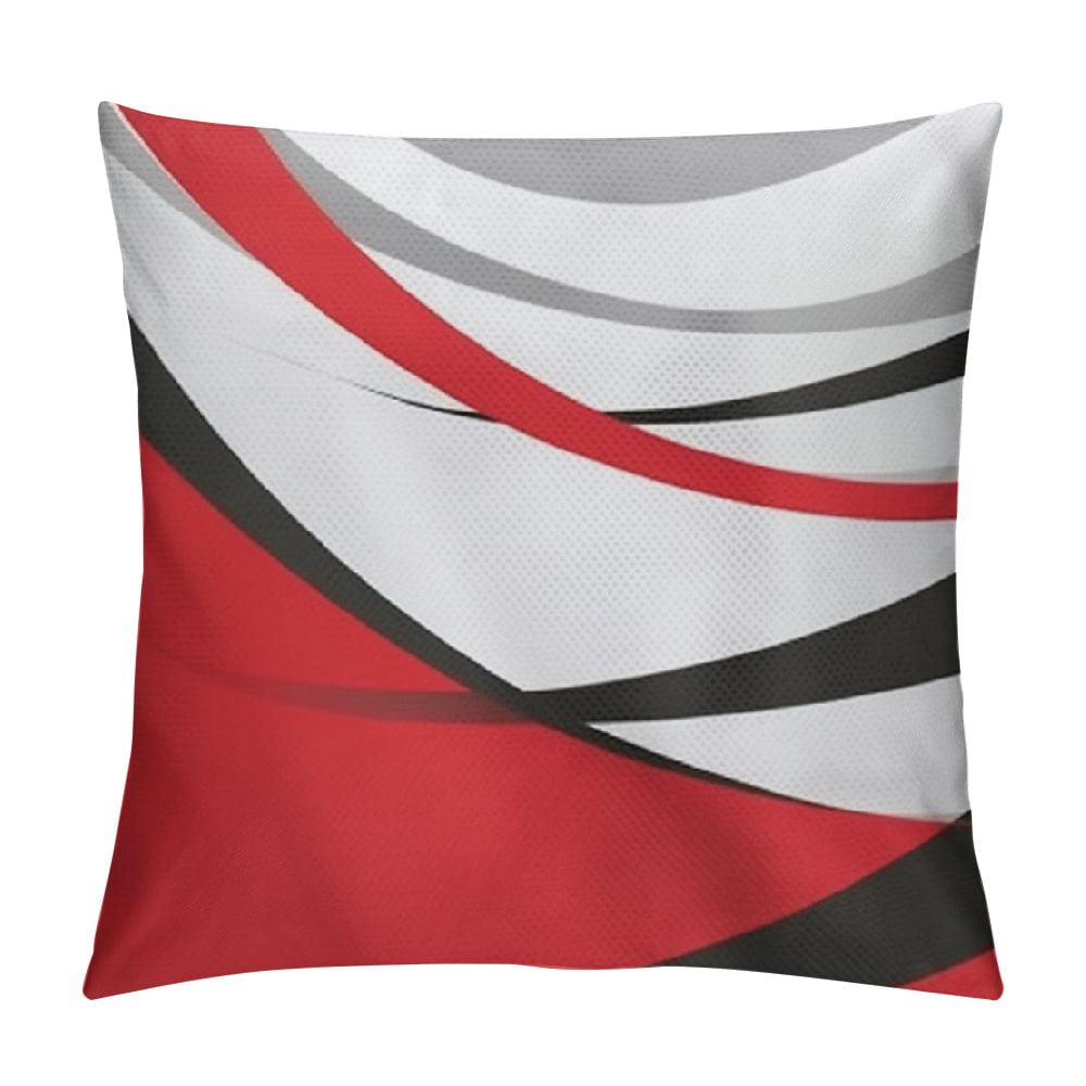 COMIO Geometric Wave Throw Pillow Covers for Home Sofa Couch,Black Red ...