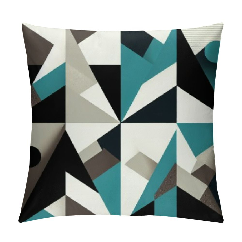 COMIO Geometry Throw Pillow Covers,Black and Curry Pale Blue Triangles ...
