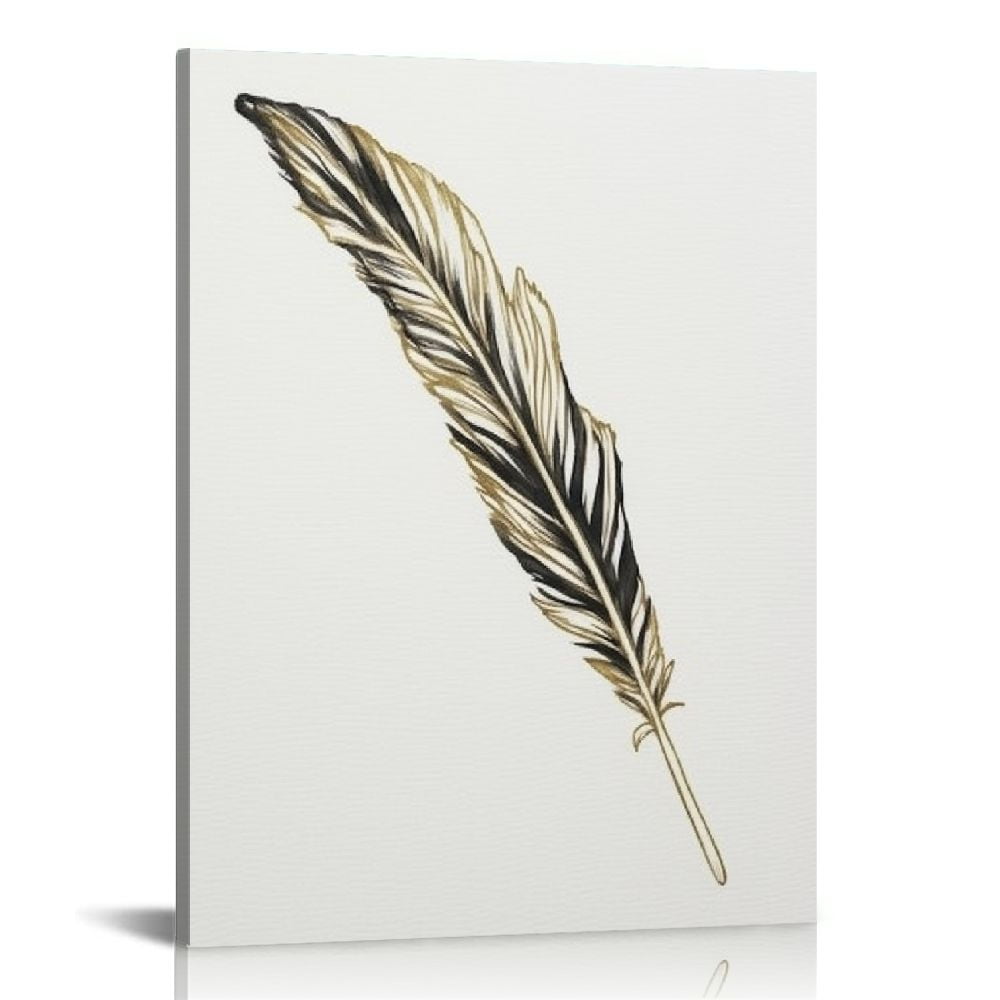 COMIO 'Gilded Swan Feather Canvas Wall Art - Walmart.com