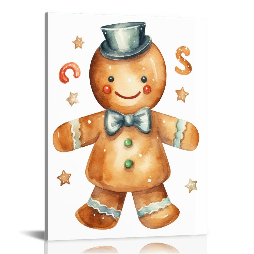 COMIO Gingerbread Man Christmas Poster Art Print, Holiday Decorations ...