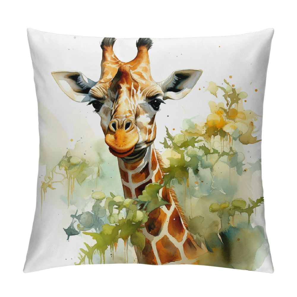 COMIO Giraffe Pillow Cover,Decorative Throw Pillow Watercolor Giraffe ...