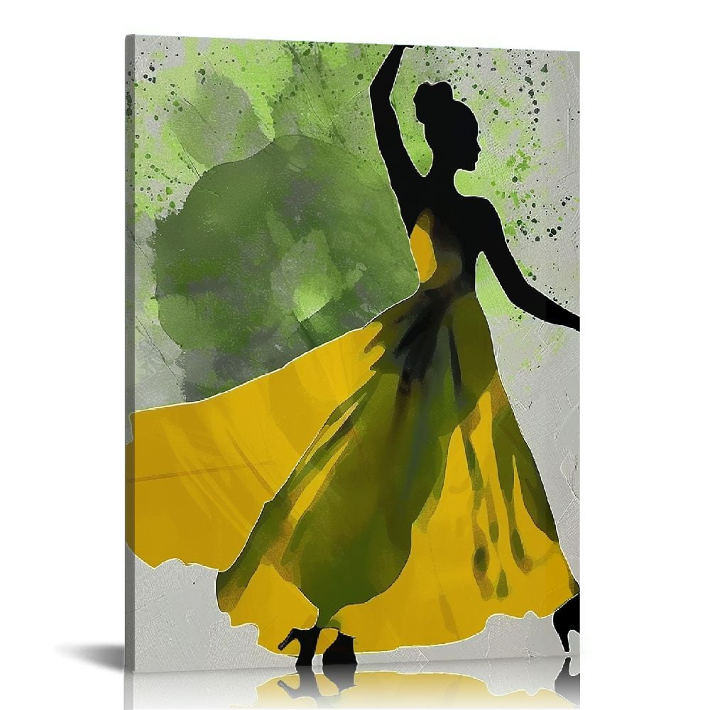 COMIO Girl Dance Canvas Wall Art - Abstract Ballerina Dancer Watercolor ...