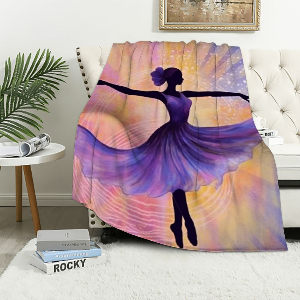 COMIO Girls Love to Dance Ballerina Blanket with Name Super Soft Throw ...