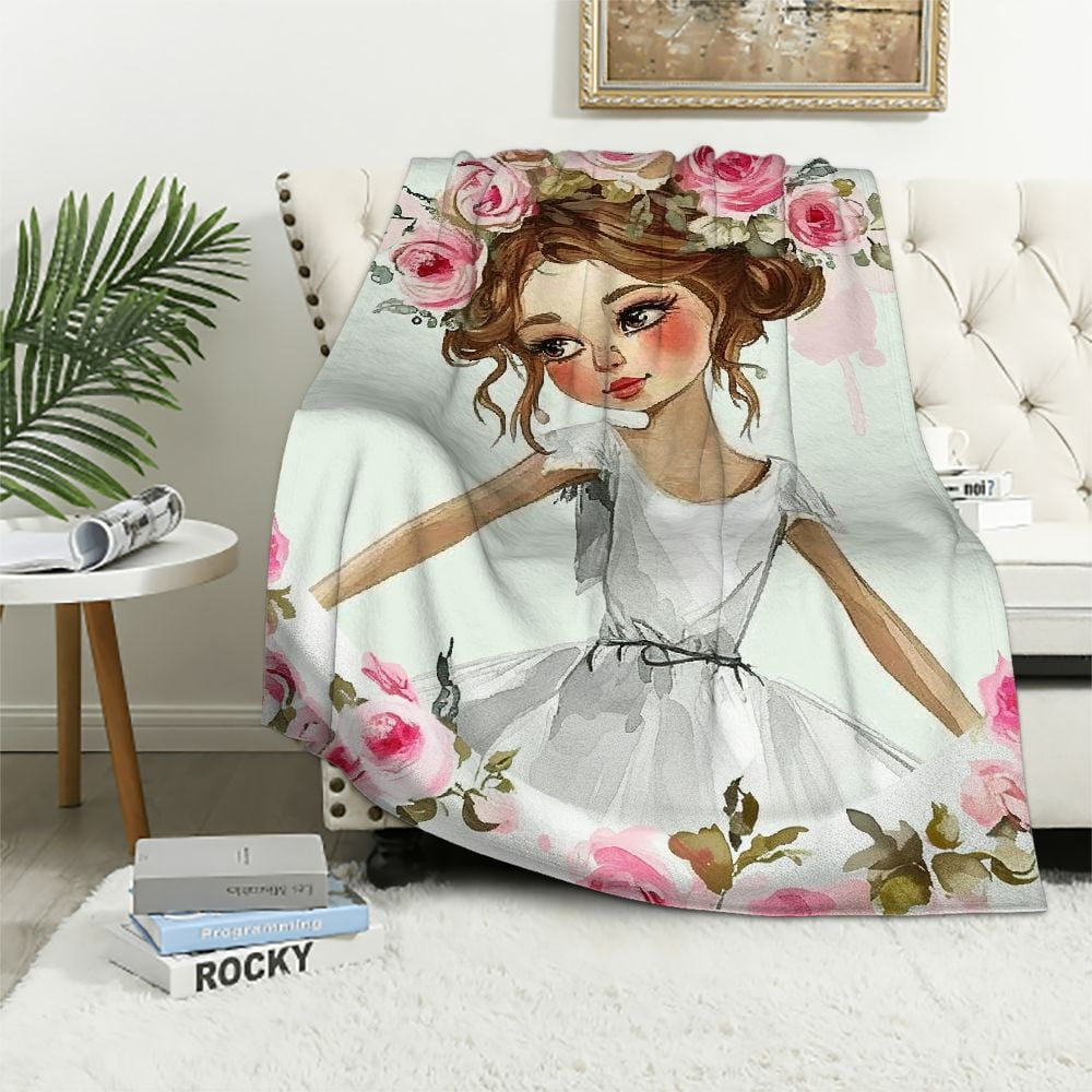 COMIO Girly Ballet Blanket for Girls Kids Ballet Theme Decoration Throw ...