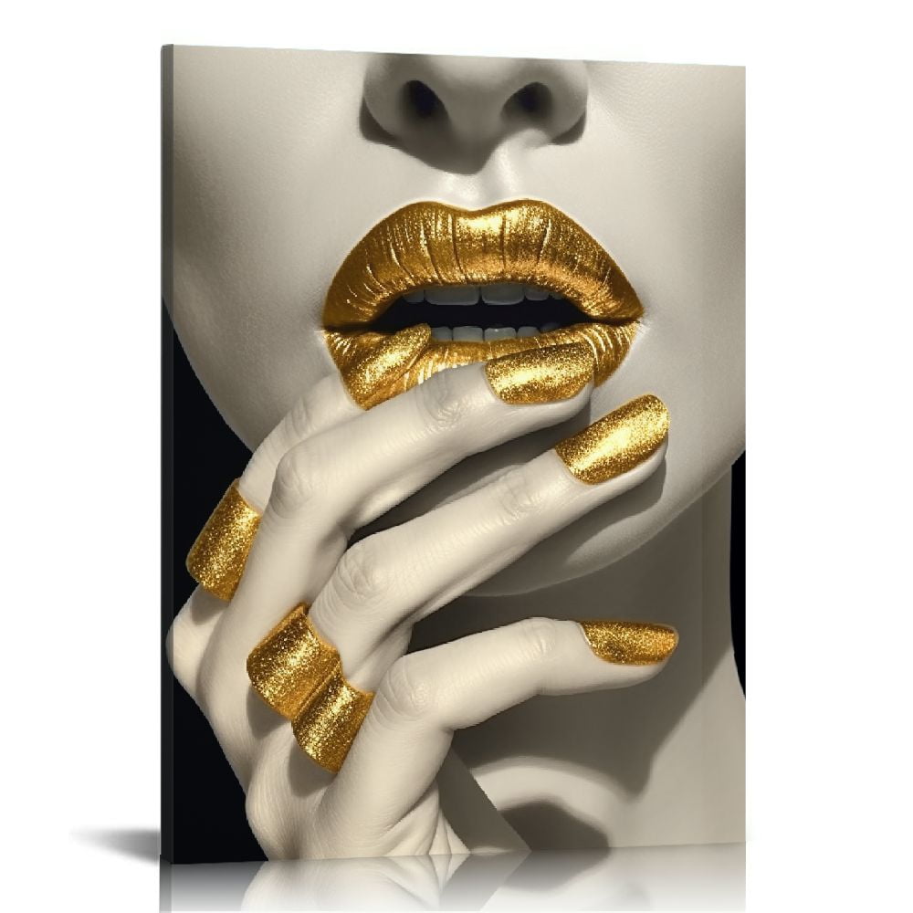 COMIO Glam Gold Fashion Wall Art Balck and White Wall Decor Flower ...