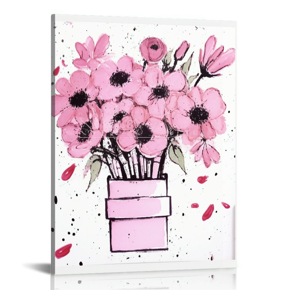 COMIO Glam Pink Fashion Wall Decor - Woman Makeup Framed Wall Art - Hot ...