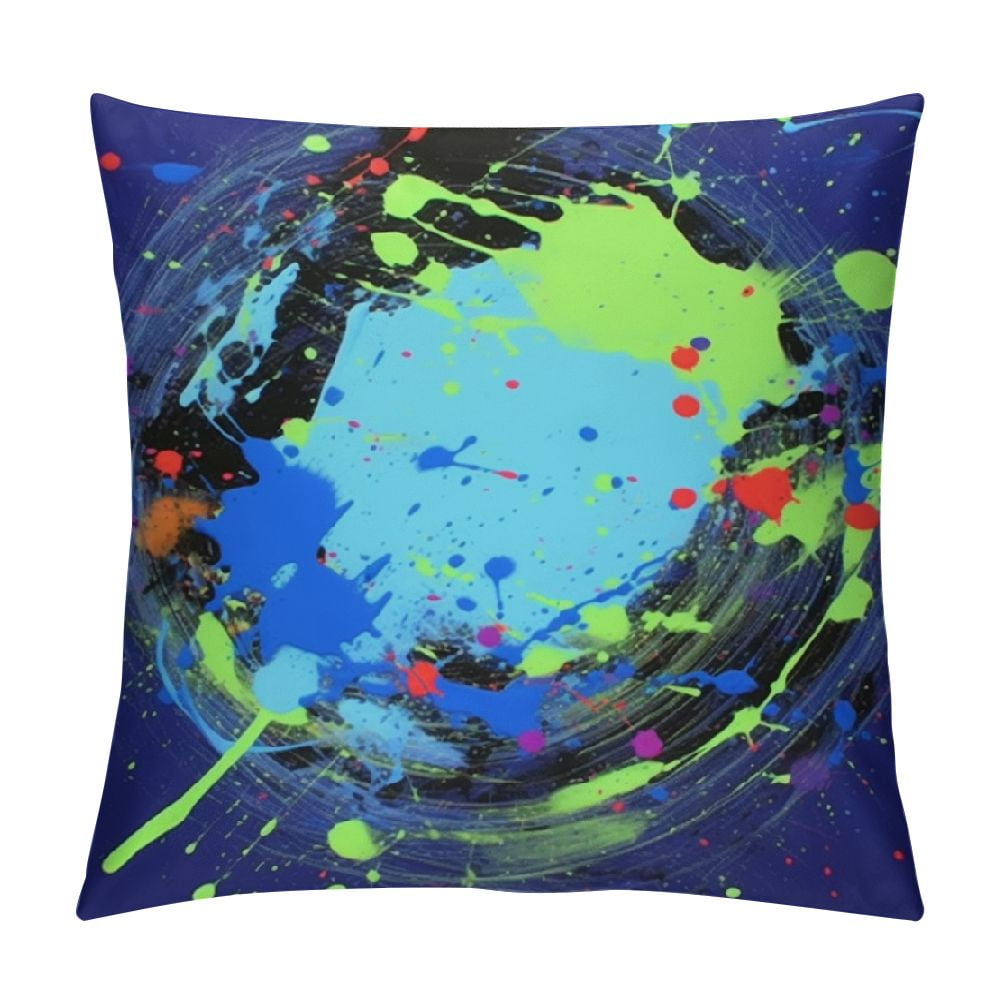 COMIO Glow in Dark Splatter Neon Throw Pillow Covers Pillow Case ...