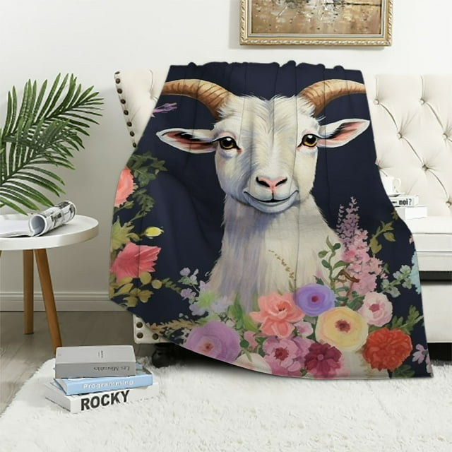 COMIO Goat Blanket for Girls Flower Goat Gifts Goat Sheep Throw Blanket ...