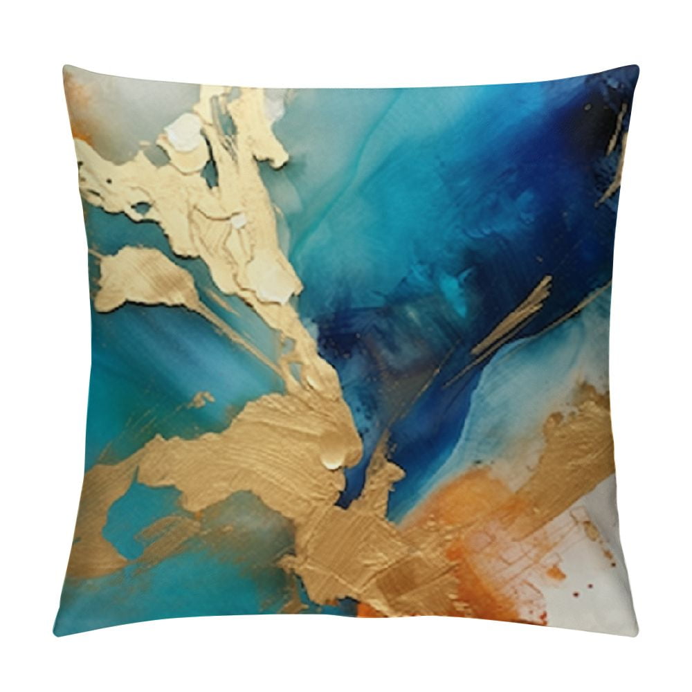 COMIO Gold Abstract Pillow Covers Nordic Blue Pillow Cases Teal and ...