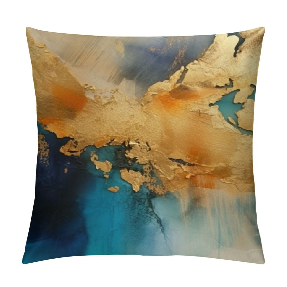 COMIO Gold Abstract Pillow Covers Nordic Blue Pillow Cases Teal and ...