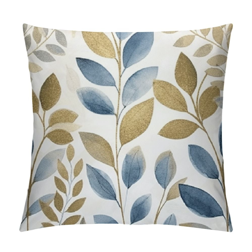 COMIO Gold Eucalyptus Leaf Pillow Covers , Spring Eucalyptus Watercolor ...