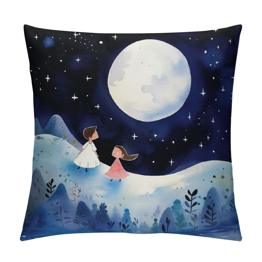 MLJA Stars Pillow Cover Blue and Black Starry Sky Decorative Pillow ...